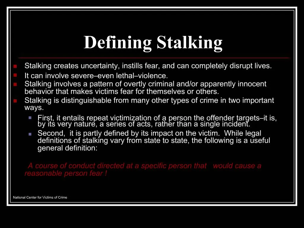 PPT - Defining Stalking PowerPoint Presentation, free download - ID:520973
