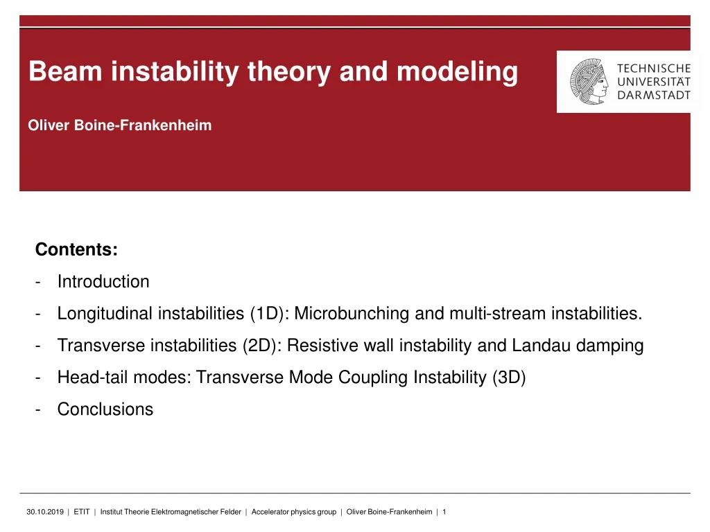 PPT - Beam instability theory and modeling PowerPoint Presentation ...