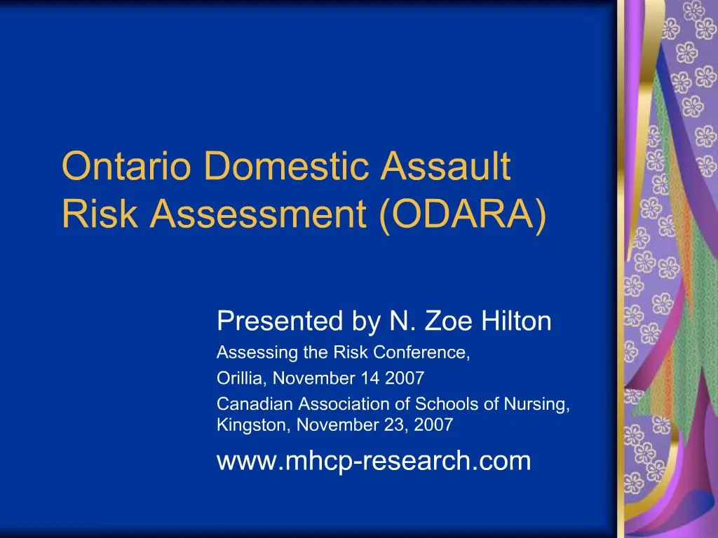PPT - Ontario Domestic Assault Risk Assessment ODARA PowerPoint ...