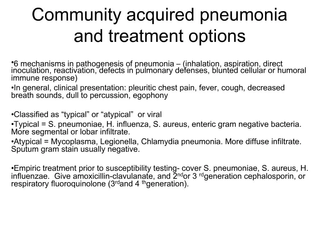PPT - Community acquired pneumonia and treatment options PowerPoint ...