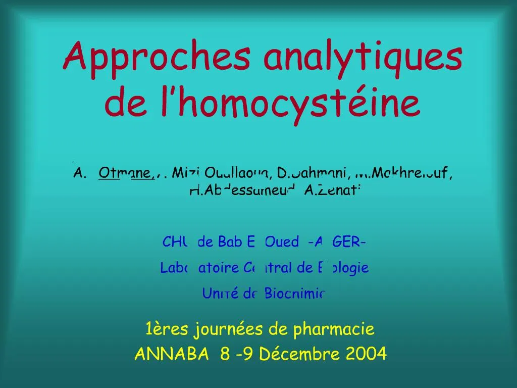 PPT - Approches analytiques de l homocyst ine PowerPoint Presentation ...