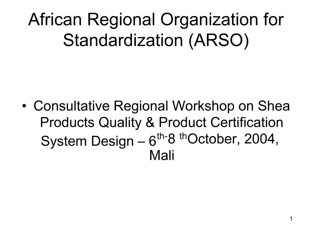 PPT - African Regional Organization for Standardization ARSO PowerPoint ...