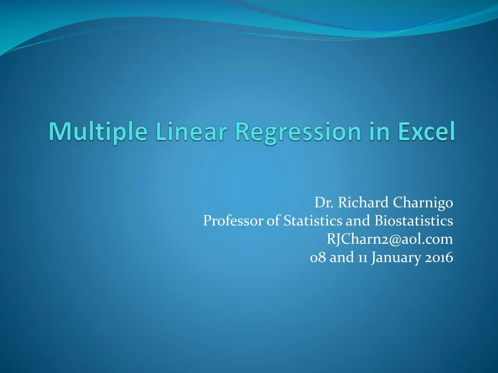 PPT - Multiple Linear Regression in Excel PowerPoint Presentation, free ...