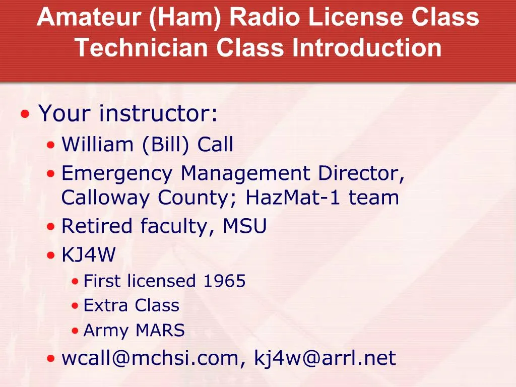 PPT - Amateur Ham Radio License Class Technician Class Introduction ...