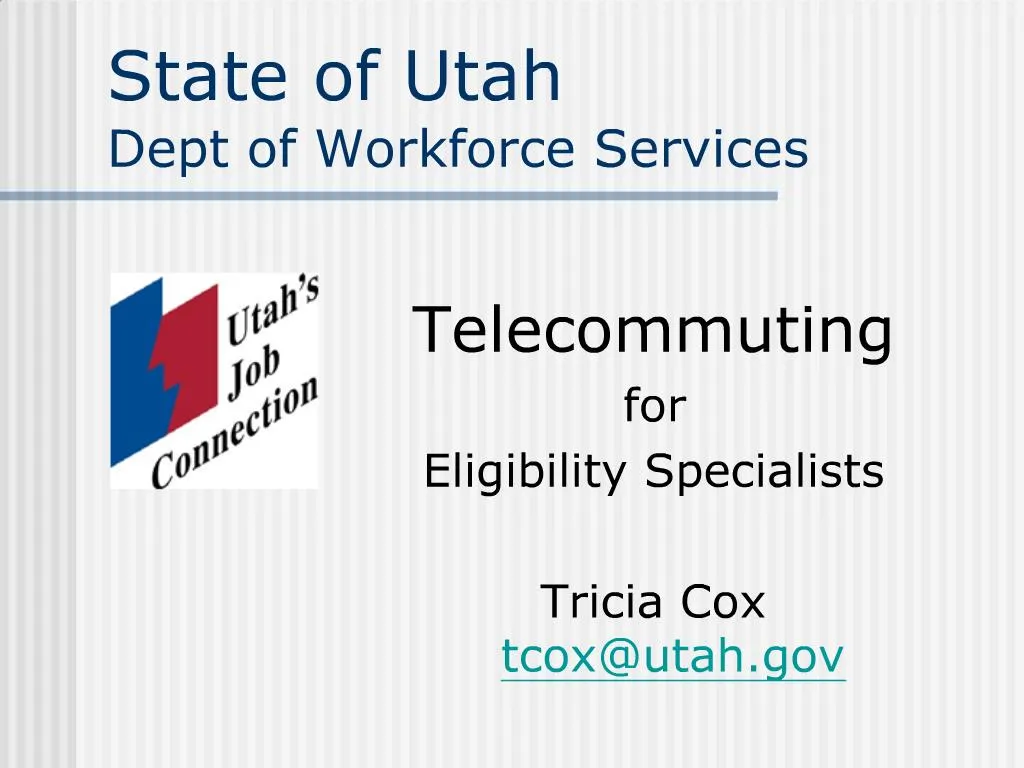 PPT - State of Utah Dept of Workforce Services PowerPoint Presentation ...