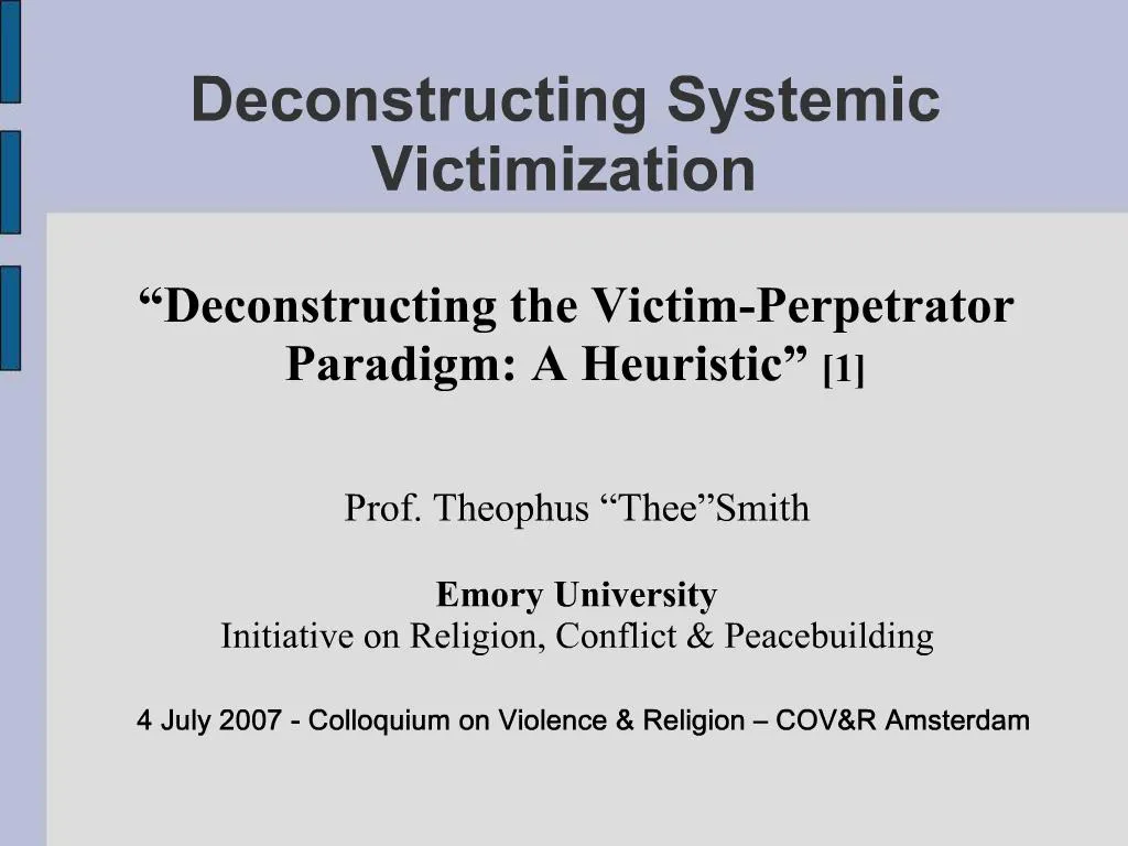 PPT - Deconstructing Systemic Victimization PowerPoint Presentation ...