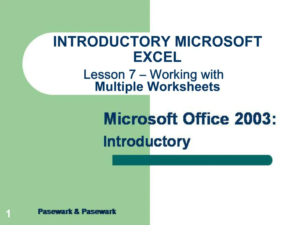 PPT - INTRODUCTORY MICROSOFT EXCEL Lesson 7 Working with Multiple ...