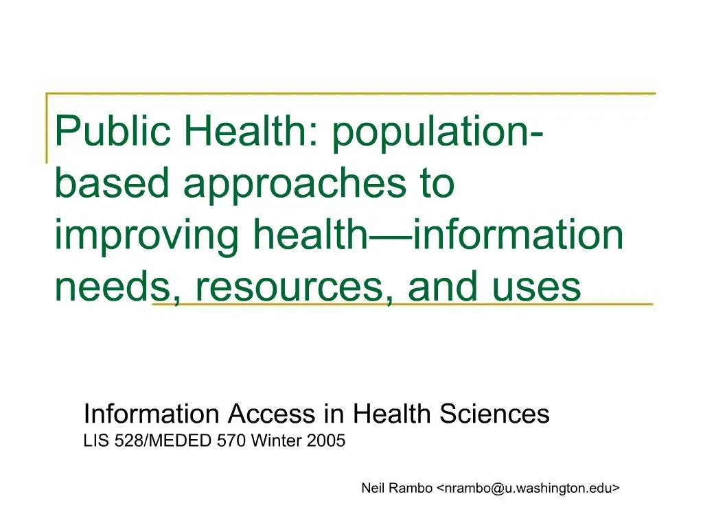 PPT - Public Health: population-based approaches to improving health ...