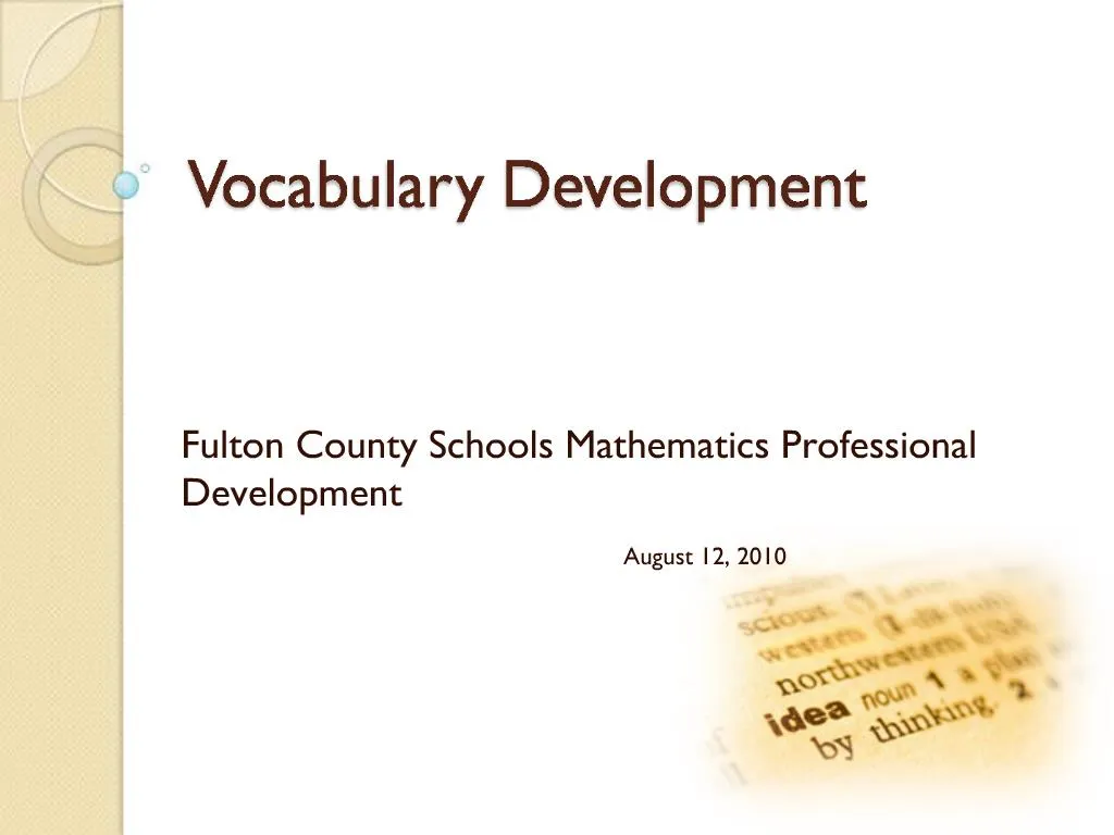 PPT - Vocabulary Development PowerPoint Presentation, free download ...
