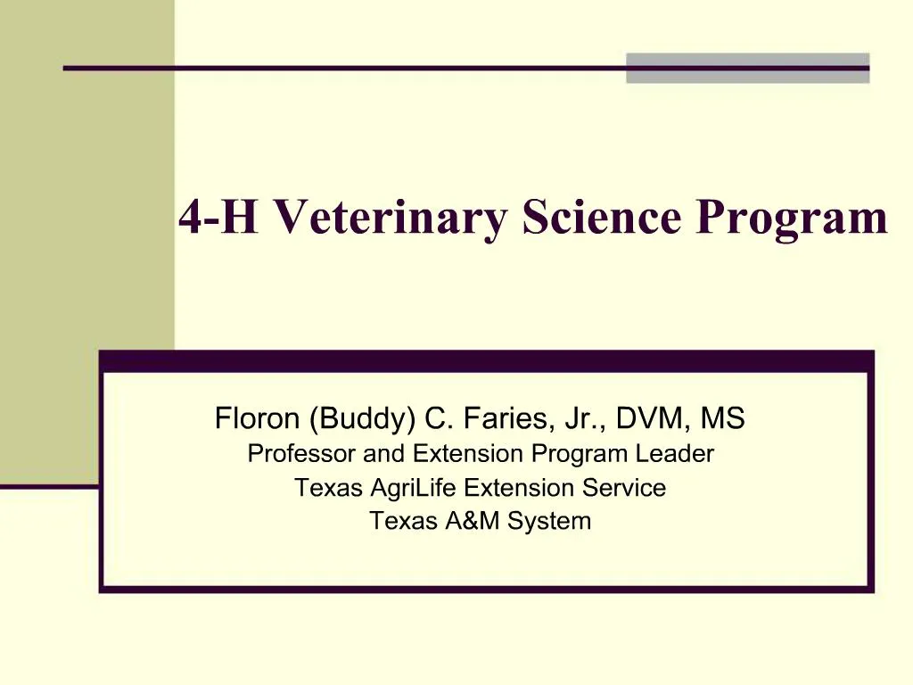 PPT - 4-H Veterinary Science Program PowerPoint Presentation, free ...