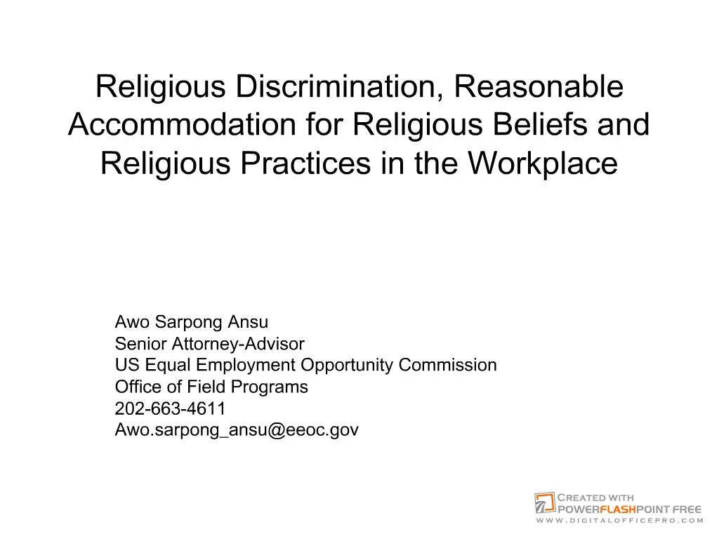 PPT - Religious Discrimination PowerPoint Presentation, free download ...