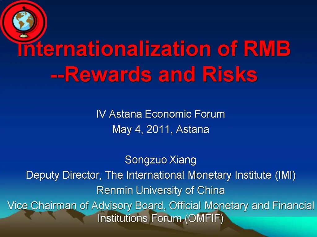 PPT - Internationalization of RMB --Rewards and Risks PowerPoint ...