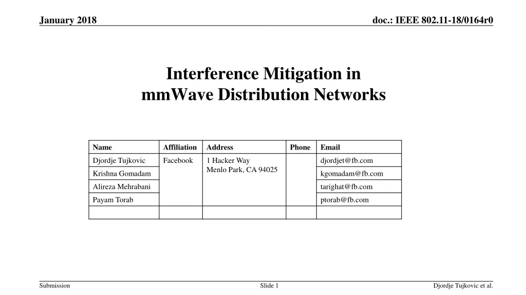 PPT - Interference Mitigation in mmWave Distribution Networks PowerPoint Presentation - ID:576501