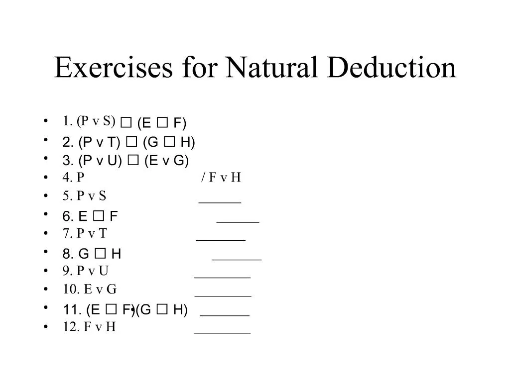 PPT - Exercises for Natural Deduction PowerPoint Presentation, free ...
