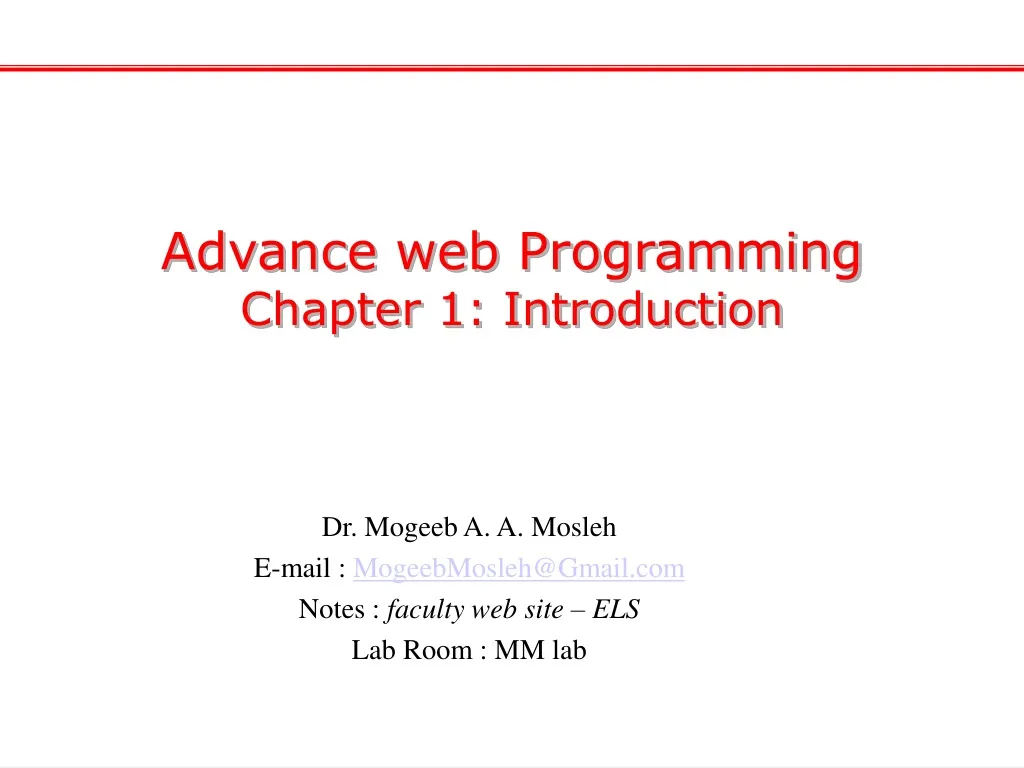 PPT - Advance web Programming Chapter 1: Introduction PowerPoint ...