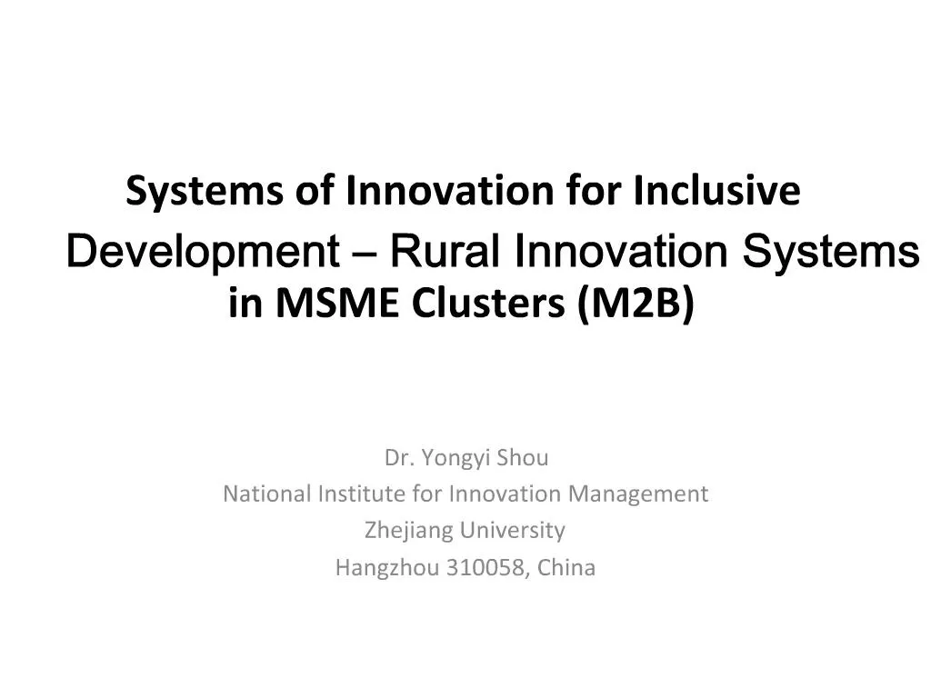 PPT - Systems of Innovation for Inclusive Development Rural Innovation ...