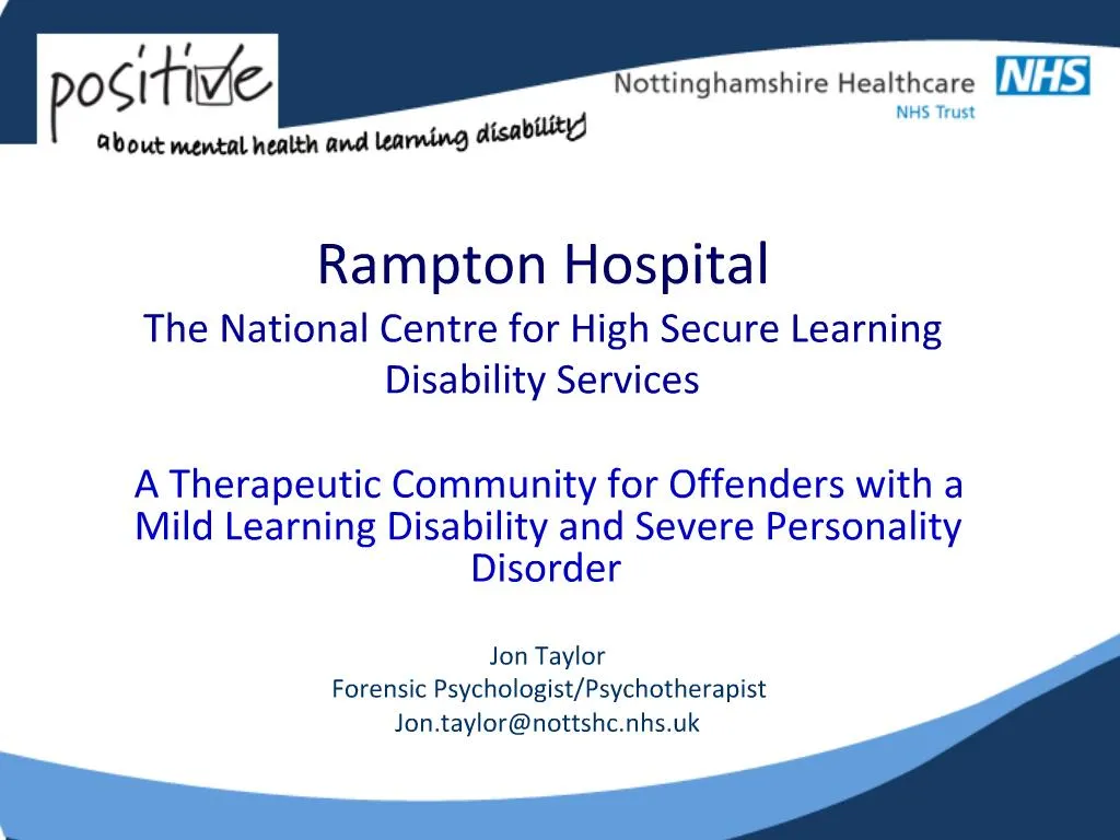 PPT - Rampton Hospital The National Centre for High Secure Learning ...