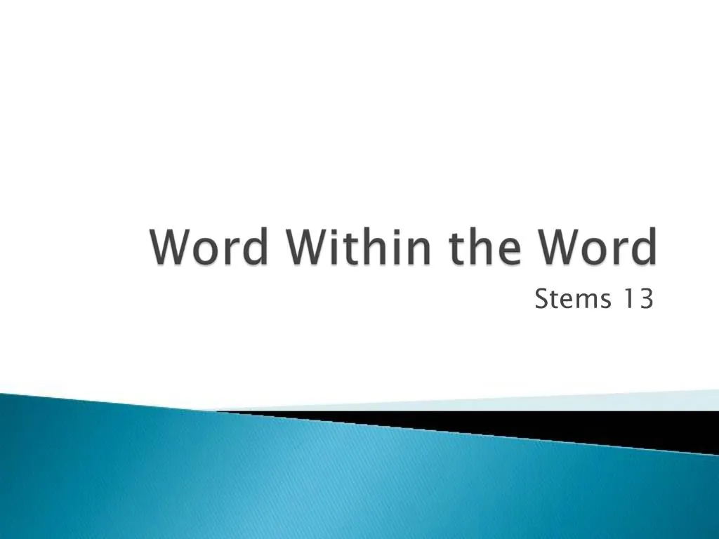 PPT - Word Within the Word PowerPoint Presentation, free download - ID ...