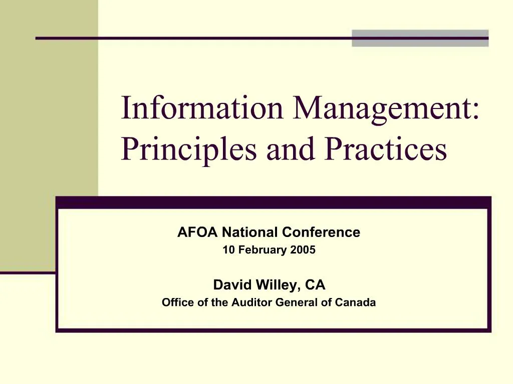 PPT - Information Management: Principles and Practices PowerPoint ...