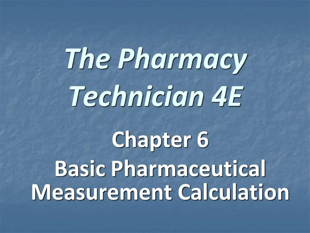 PPT - The Pharmacy Technician 4E PowerPoint Presentation, free download ...