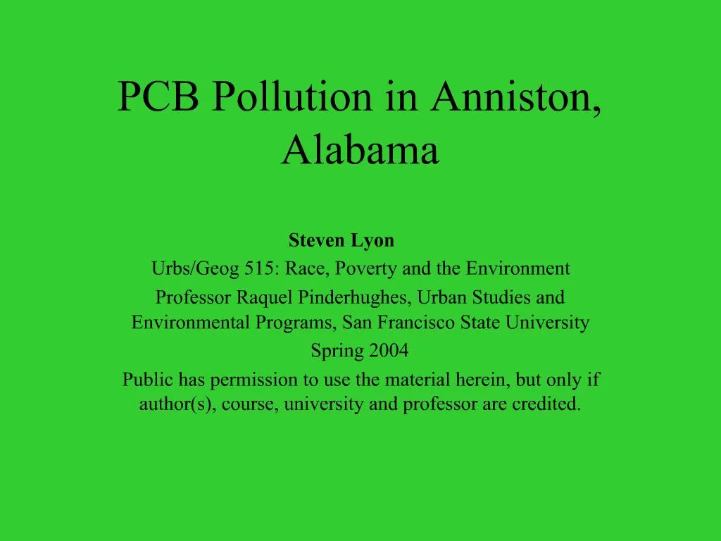 PPT - PCB Pollution in Anniston, Alabama PowerPoint Presentation, free ...