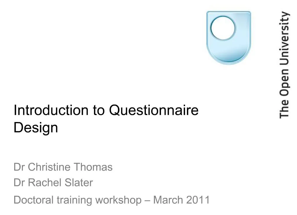 PPT - Introduction to Questionnaire Design PowerPoint Presentation ...