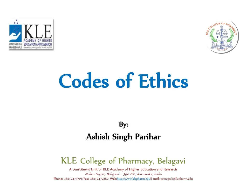 PPT - Codes of Ethics PowerPoint Presentation, free download - ID:620026