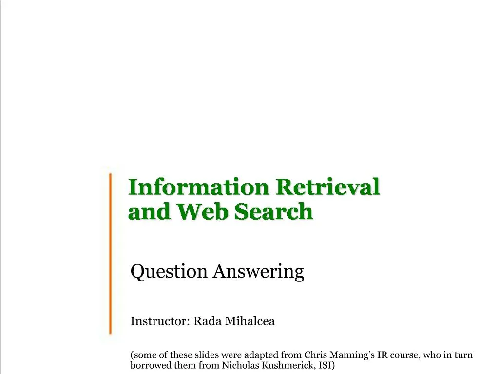 PPT - Information Retrieval and Web Search PowerPoint Presentation ...