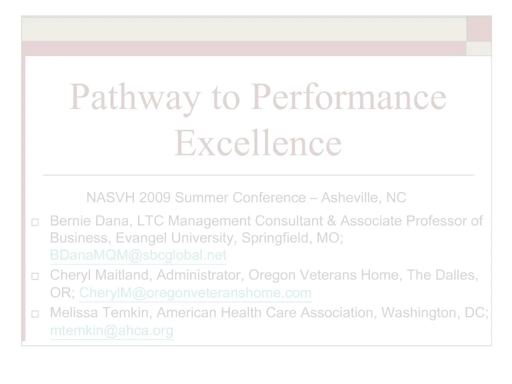 PPT - Pathway to Performance Excellence PowerPoint Presentation, free ...