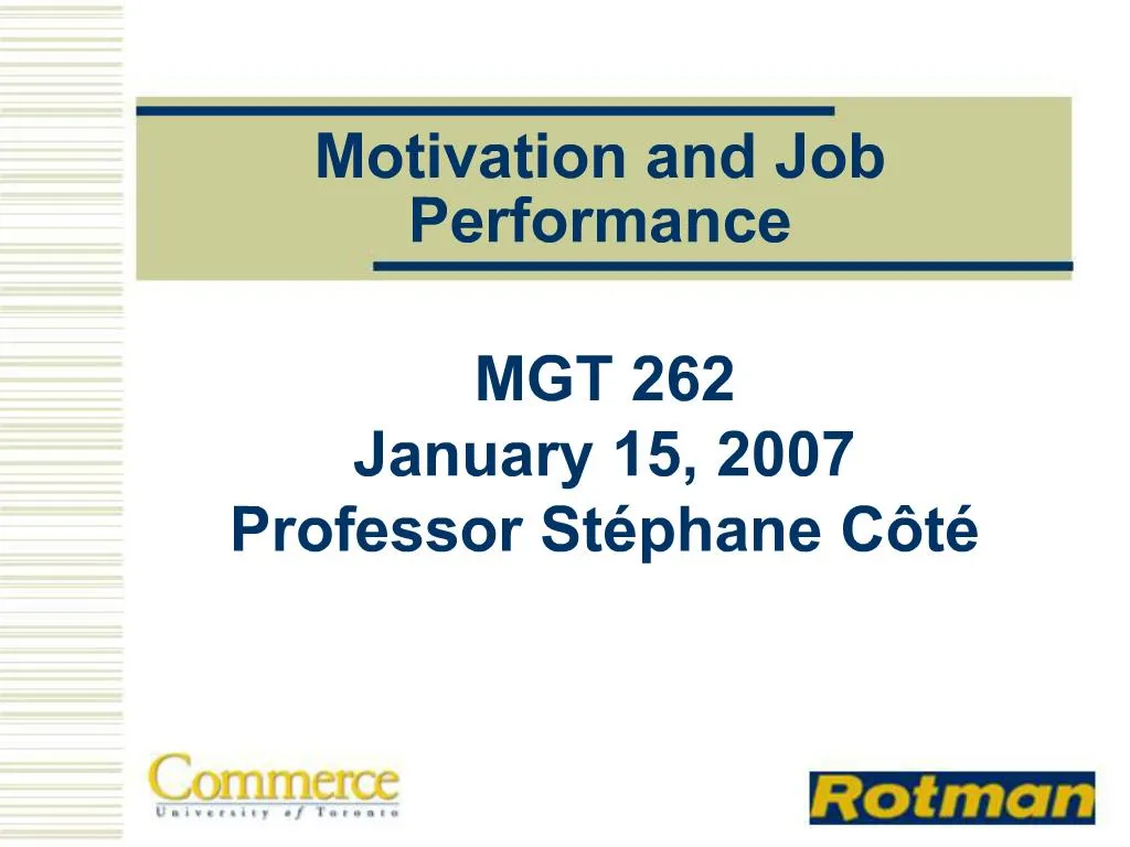 PPT - Motivation and Job Performance PowerPoint Presentation, free ...