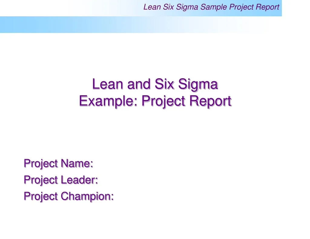 PPT - Lean and Six Sigma Example: Project Report PowerPoint ...