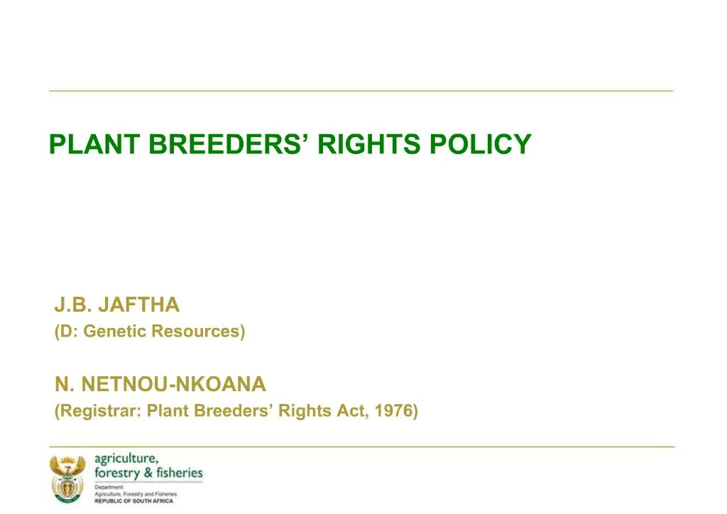 PPT - PLANT BREEDERS RIGHTS POLICY PowerPoint Presentation, free ...