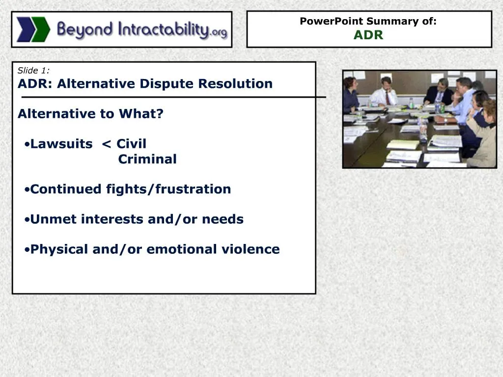 PPT - PowerPoint Summary of: ADR PowerPoint Presentation, free download ...