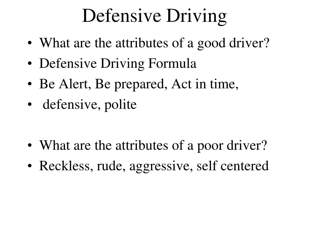 PPT - Defensive Driving PowerPoint Presentation, free download - ID:641130