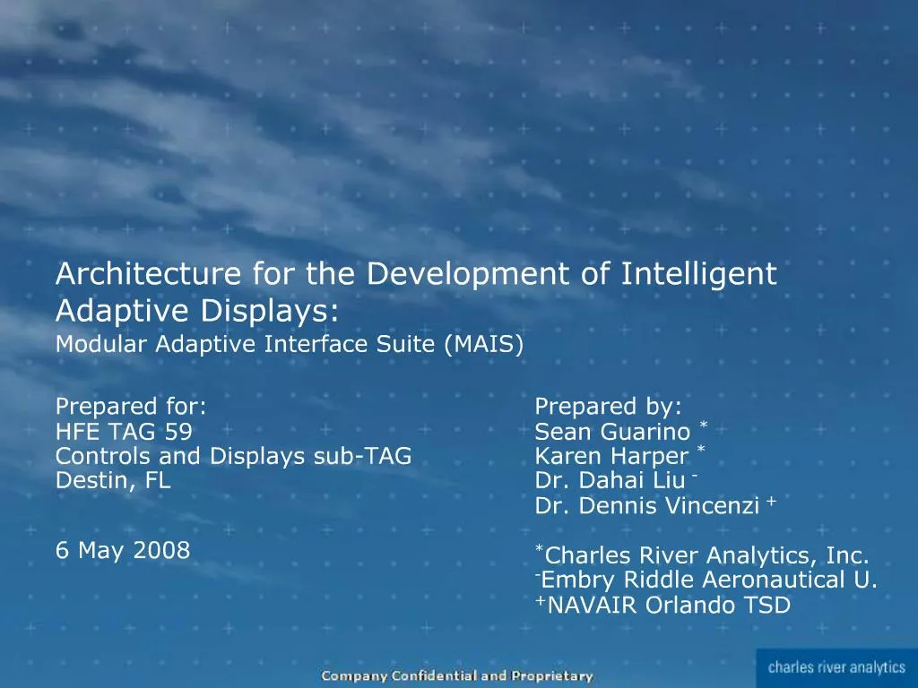 PPT - Architecture for the Development of Intelligent Adaptive Displays ...