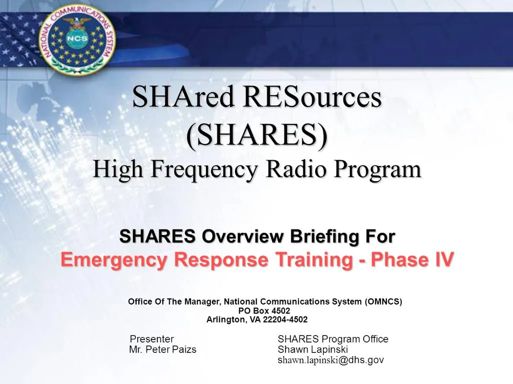 PPT - SHAred RESources SHARES High Frequency Radio Program PowerPoint ...