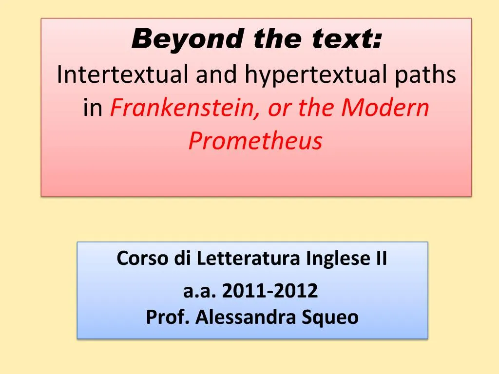 PPT - Beyond the text: Intertextual and hypertextual paths in ...