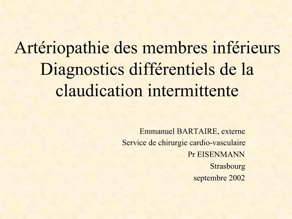 PPT - Art riopathie des membres inf rieurs Diagnostics diff rentiels de ...