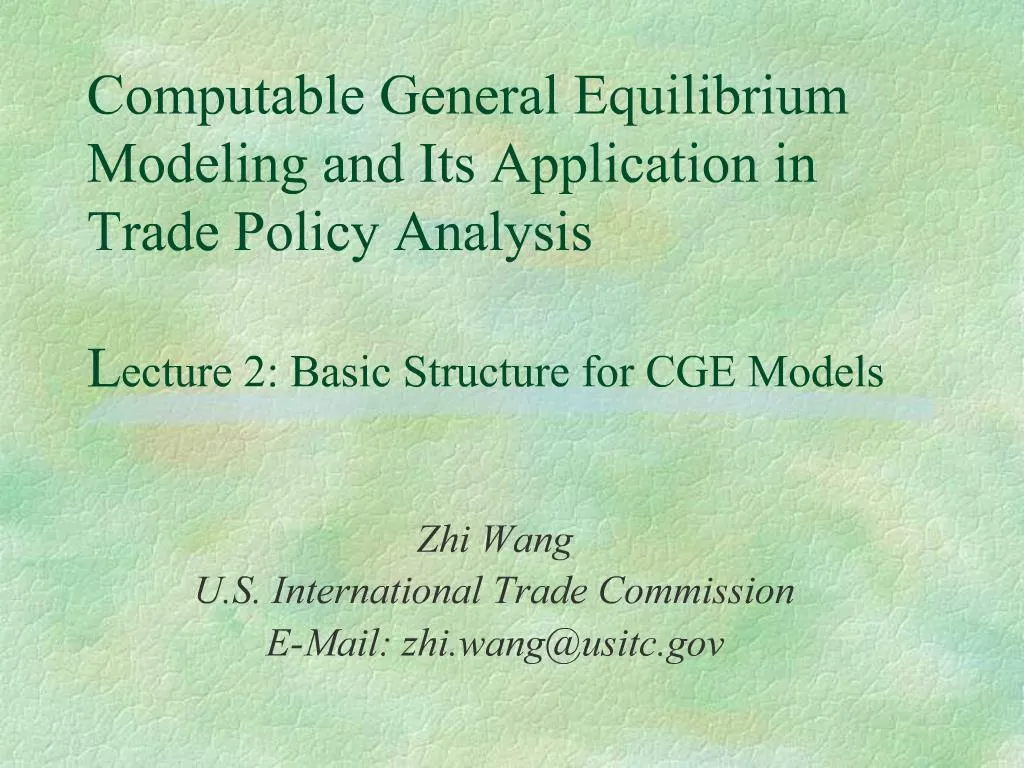 PPT - Computable General Equilibrium Modeling and Its Application in ...