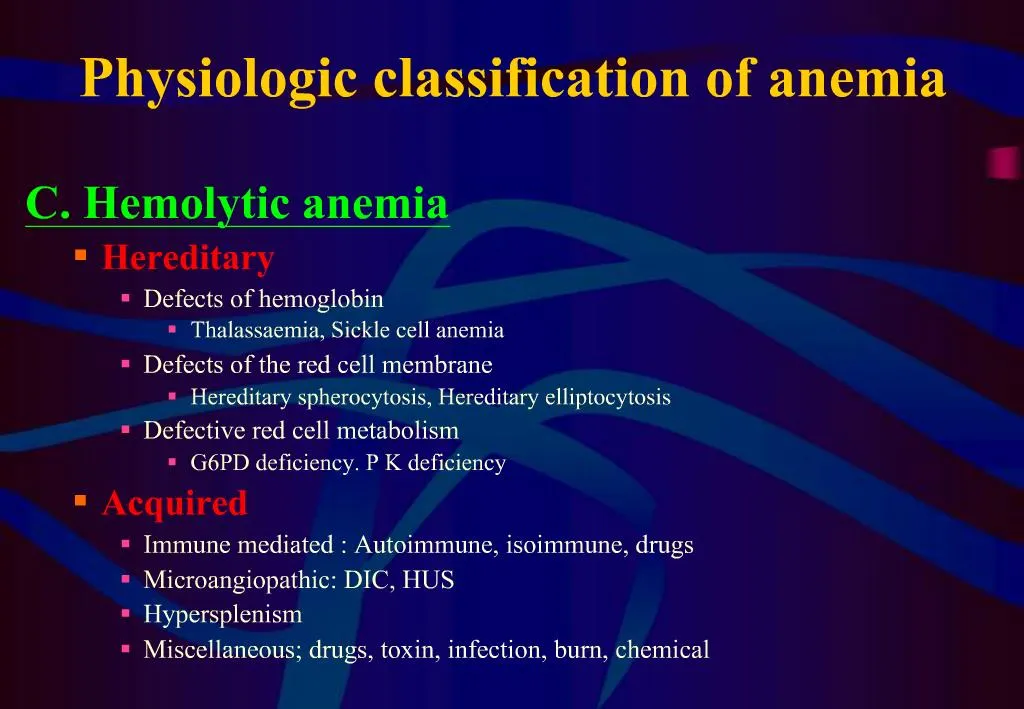 PPT - Physiologic classification of anemia PowerPoint Presentation ...