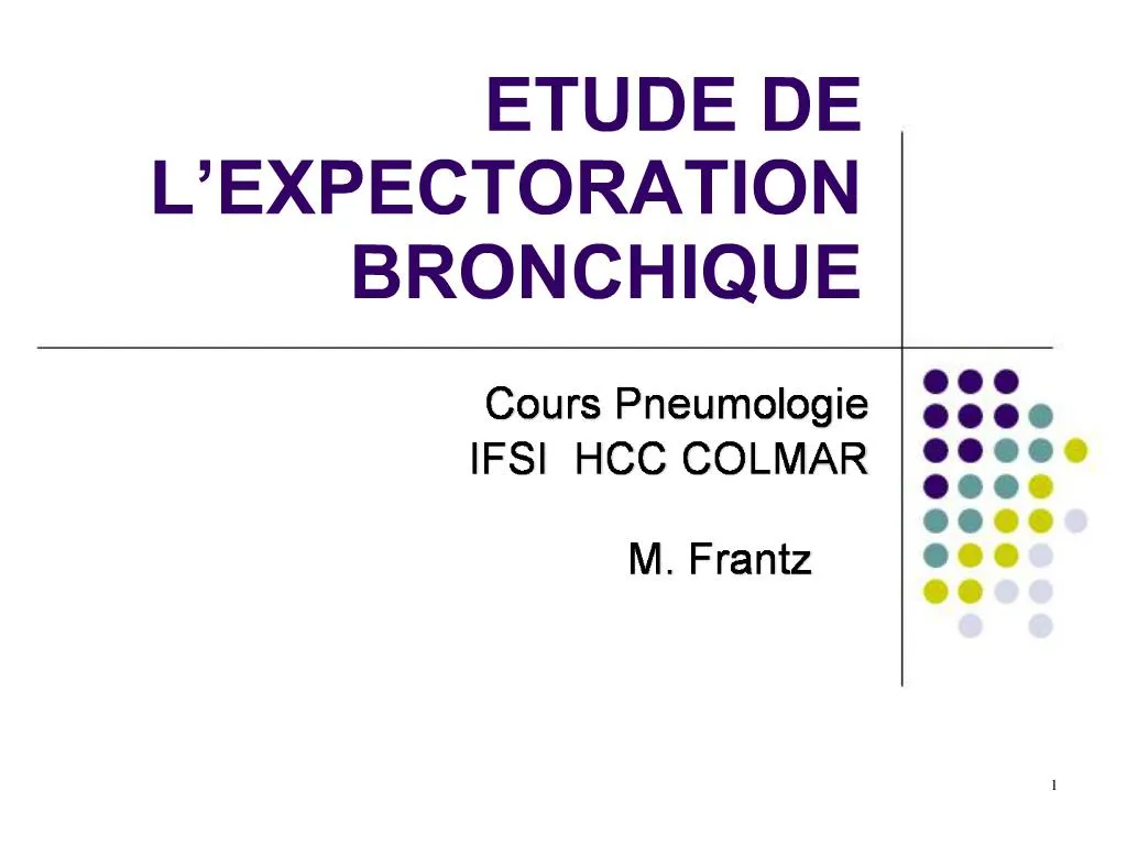 PPT - ETUDE DE L EXPECTORATION BRONCHIQUE PowerPoint Presentation, free ...