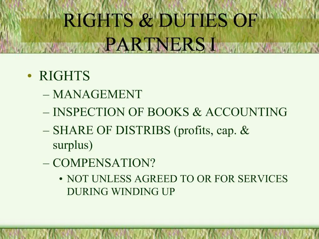 PPT - RIGHTS DUTIES OF PARTNERS I PowerPoint Presentation, free ...