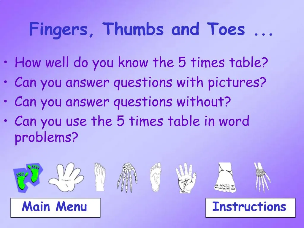 PPT - Fingers, Thumbs and Toes ... PowerPoint Presentation, free ...