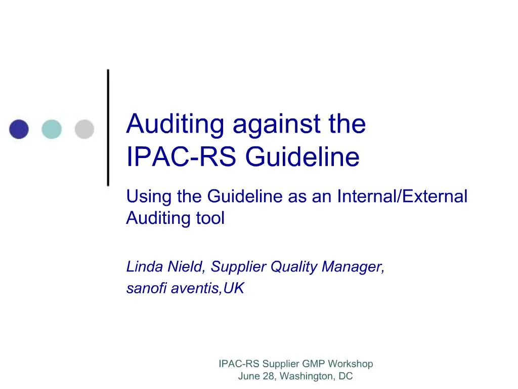 PPT - Auditing against the IPAC-RS Guideline PowerPoint Presentation ...