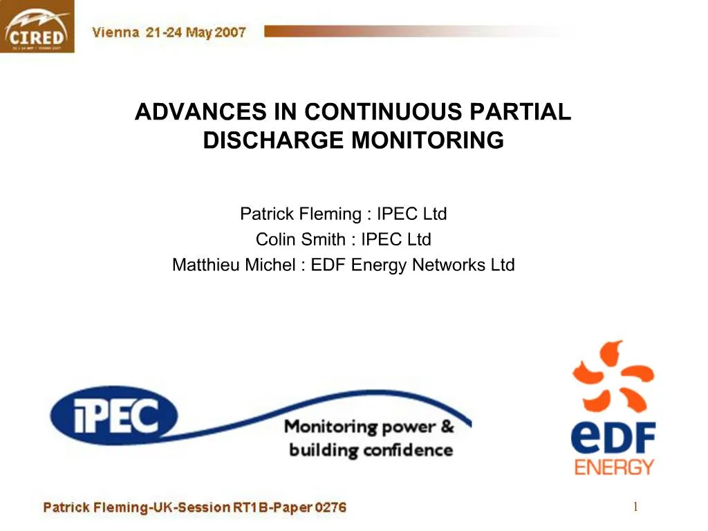 PPT - ADVANCES IN CONTINUOUS PARTIAL DISCHARGE MONITORING PowerPoint ...