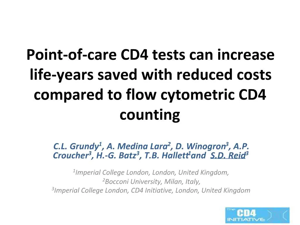 PPT - Point-of-care CD4 tests can increase life-years saved with ...