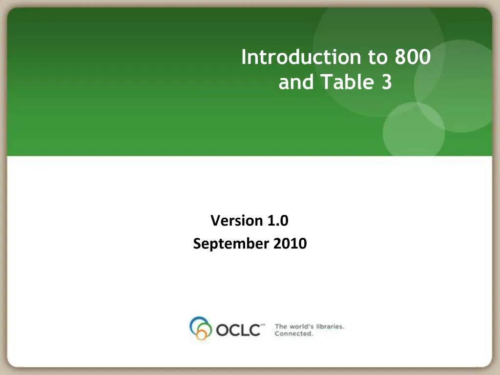 PPT - Introduction to 800 and Table 3 PowerPoint Presentation, free ...