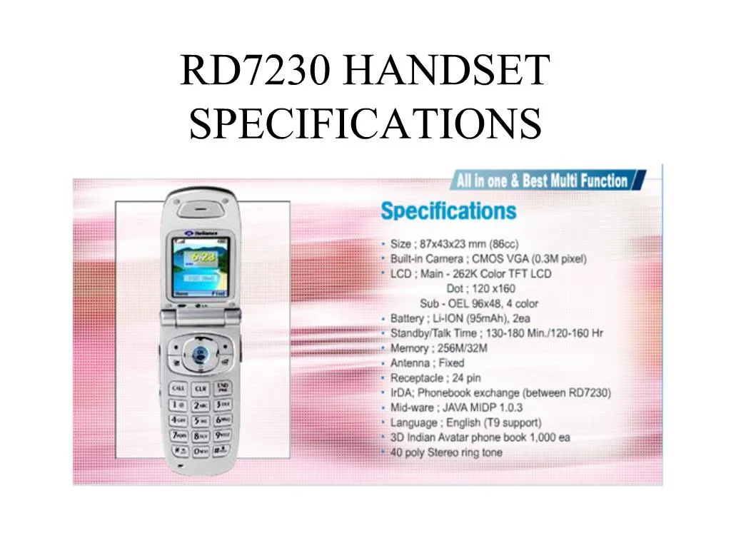 PPT - RD7230 HANDSET SPECIFICATIONS PowerPoint Presentation, free ...