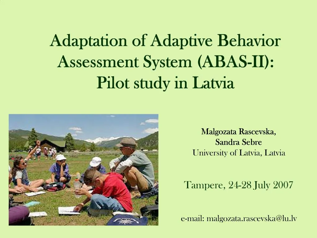 PPT - Adaptation of Adaptive Behavior Assessment System ABAS-II: Pilot ...