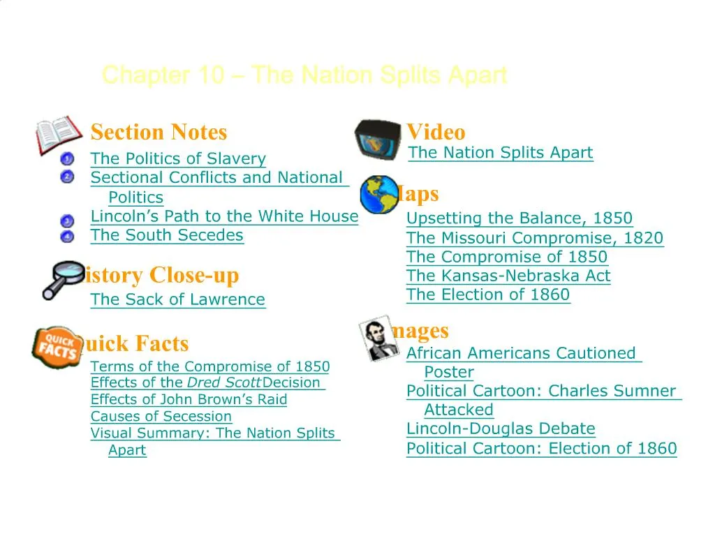 PPT - Chapter 10 The Nation Splits Apart PowerPoint Presentation, free ...